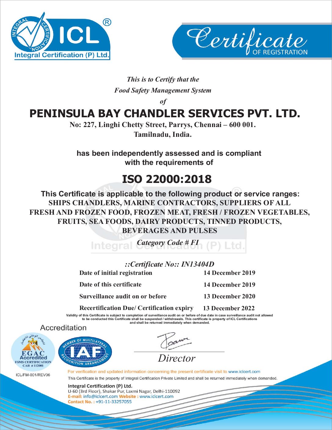 Certifications – Peninsula Bay